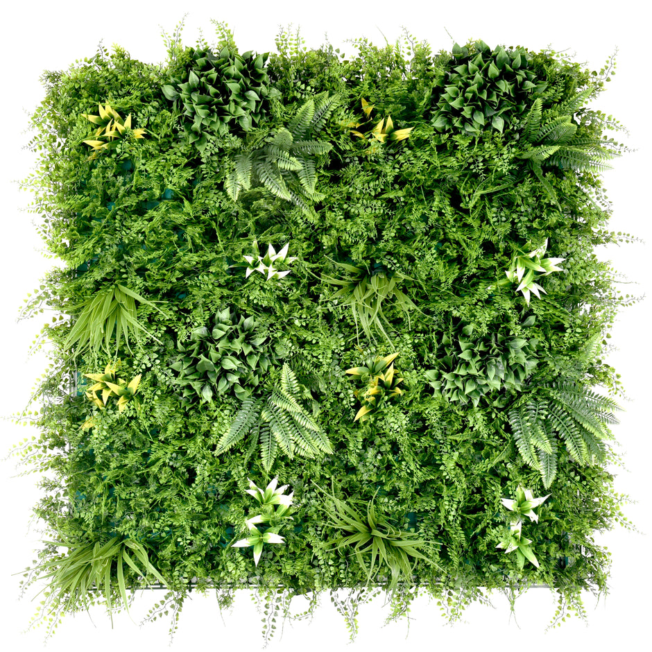 Beautiful lifelike artificial green walls and artificial green discs ...